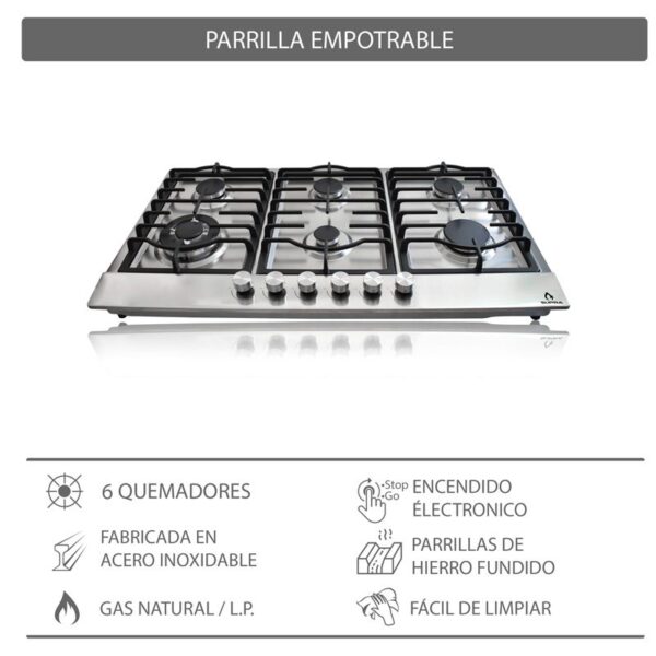 PARRILLA SUPRA 6 QUEMADORE ACERO INOXIDABLE DIAMOND STEEL